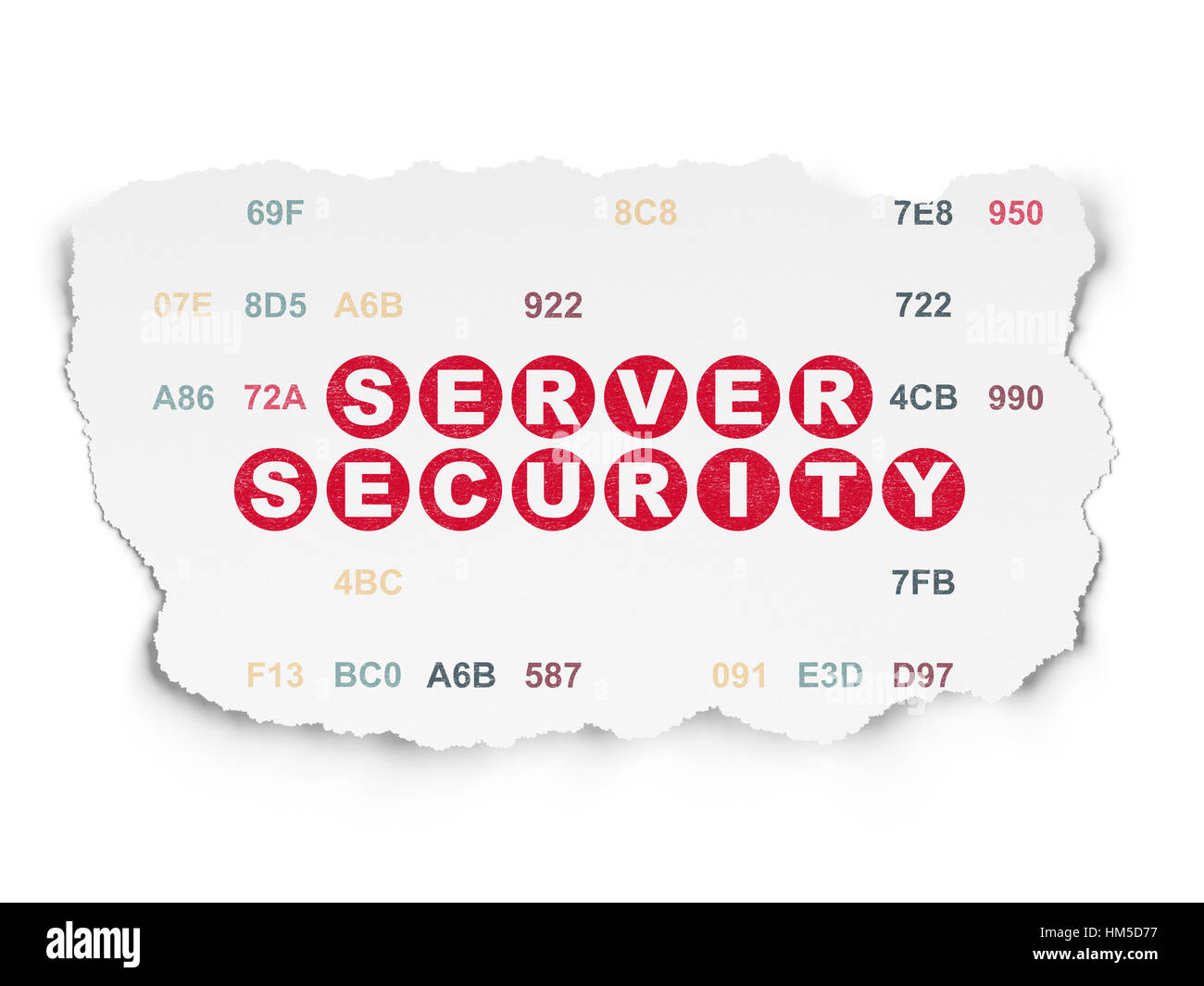 Security concept: Painted red text Server Security on Torn Paper background with Hexadecimal ...