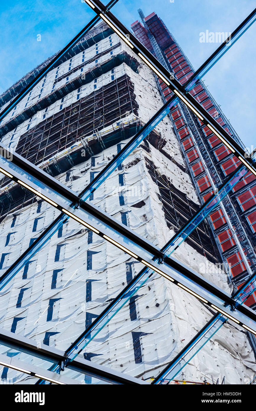 The refurbishment of Centre Point London, seen through the glass roof ...