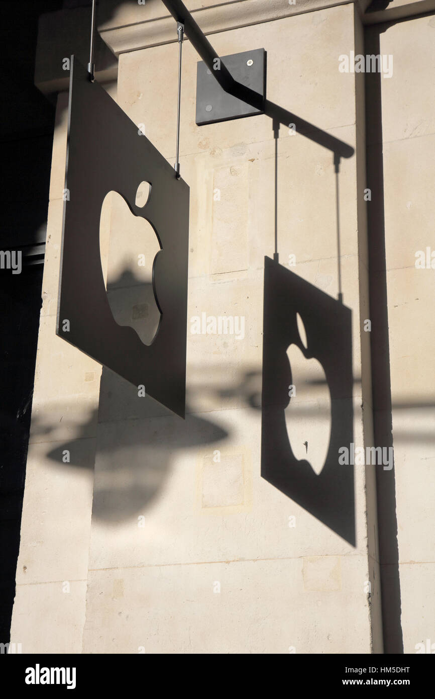 shadow of the apple logo sign in covent garden london Stock Photo - Alamy