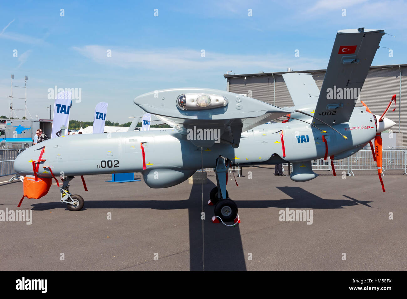 BERLIN, GERMANY - MAY 21: TAI Anka UAV developed by Turkish Aerospace ...