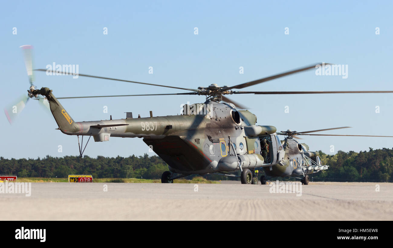 BERLIN, GERMANY - MAY 22: Two Czech Air Force Mi-171 helicopters about ...