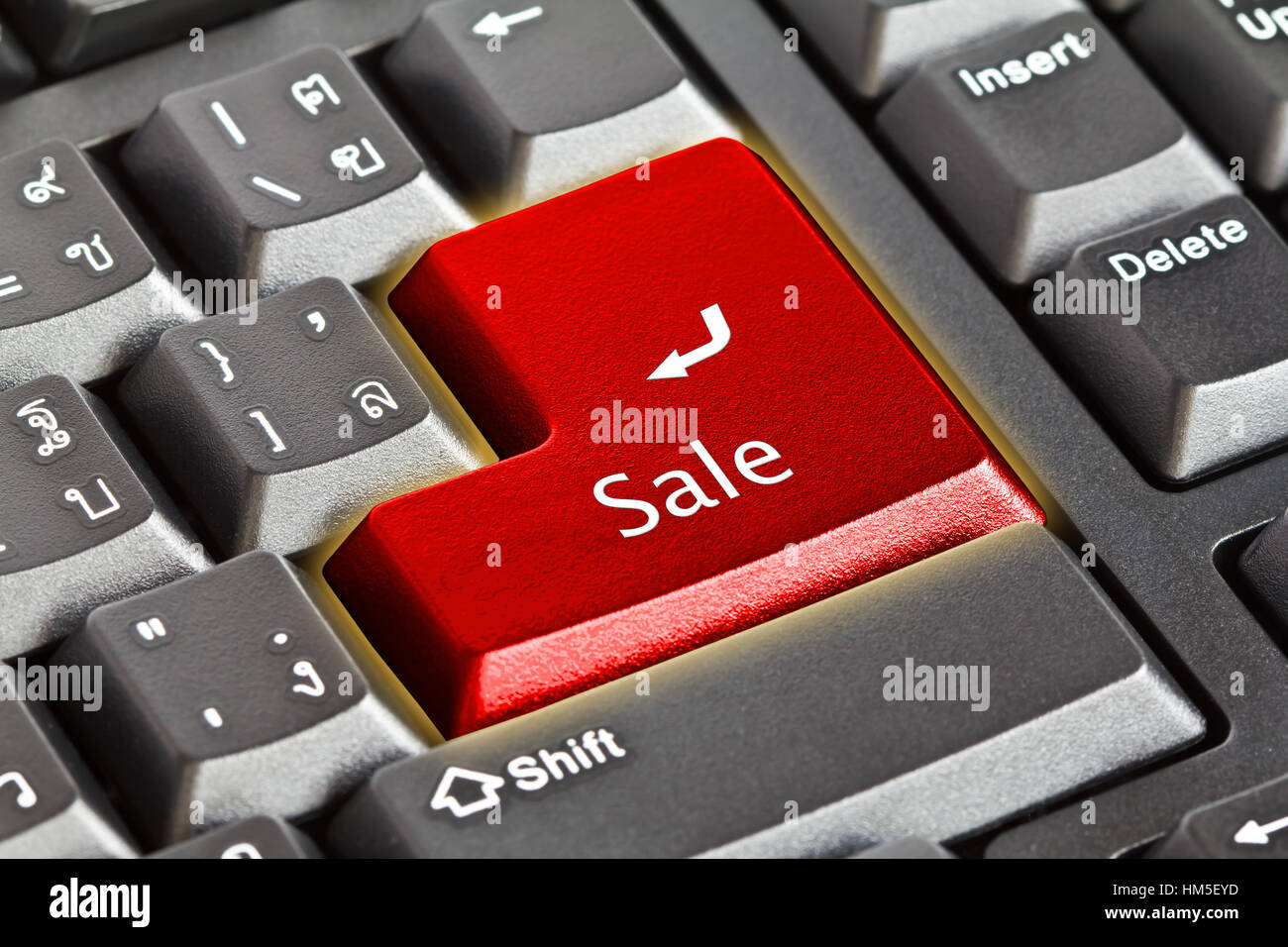 Computer keyboard - green key Stock Photo - Alamy