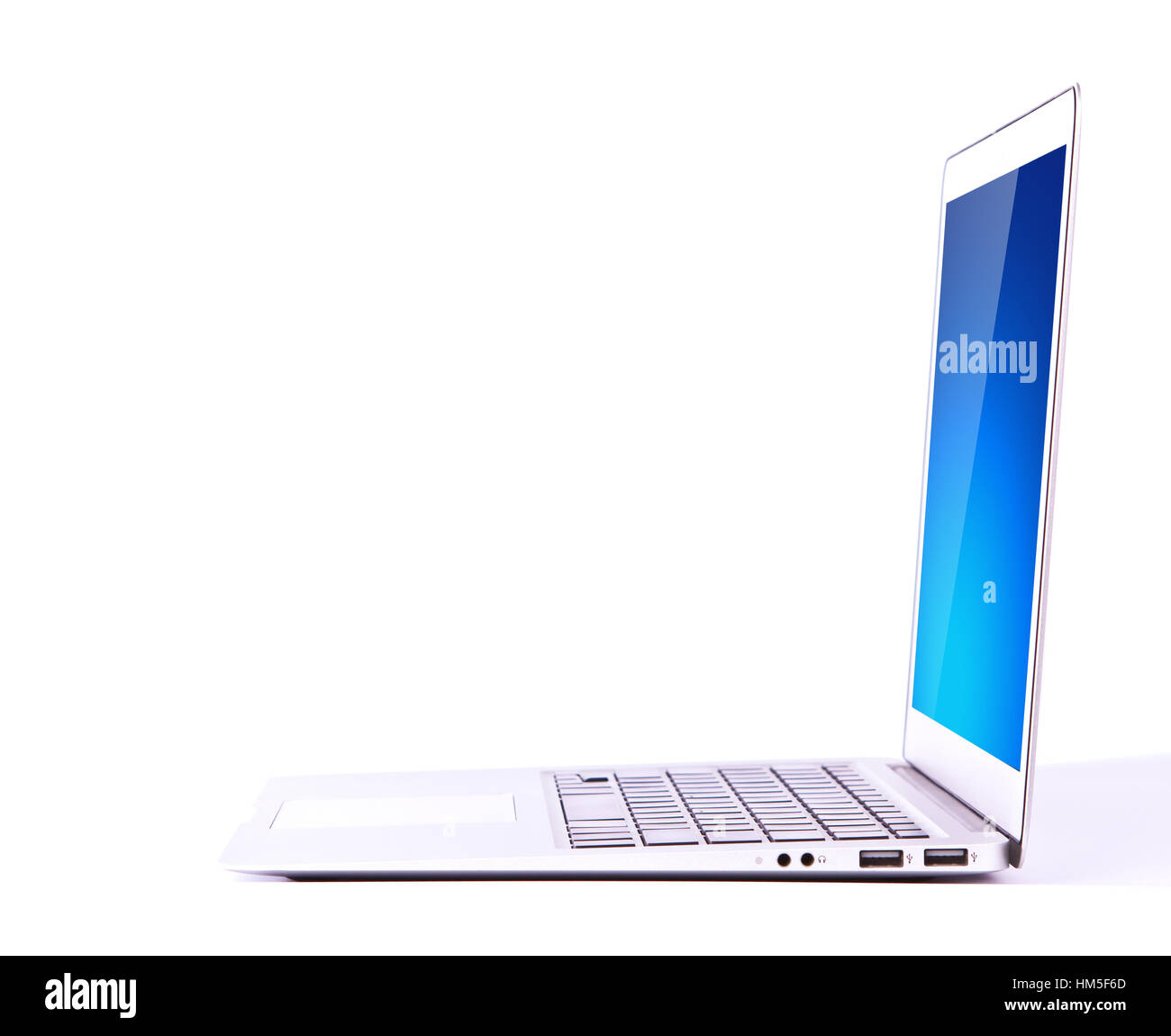 White Laptop Isolated on white background Stock Photo - Alamy