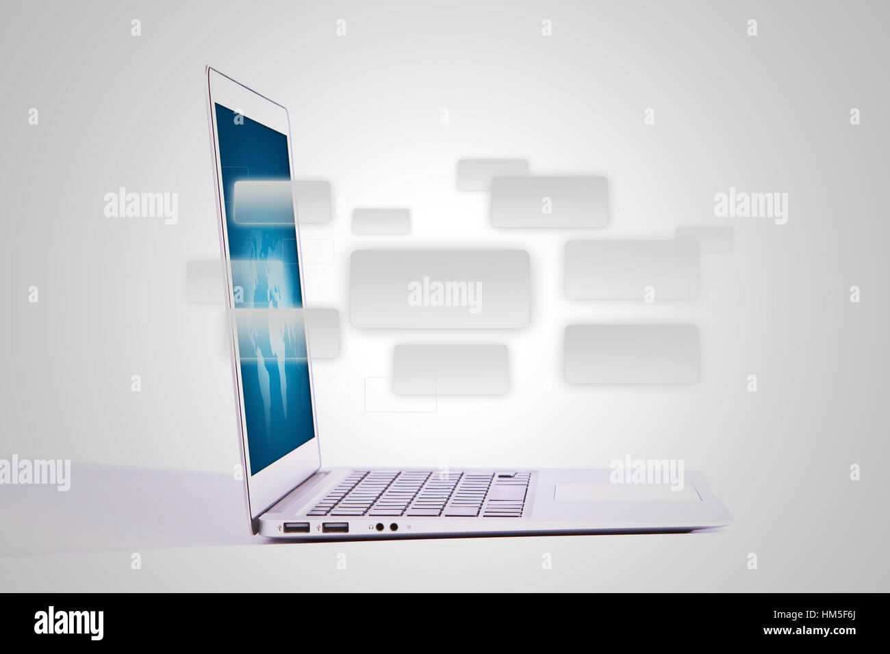 White Laptop Isolated on white background Stock Photo - Alamy