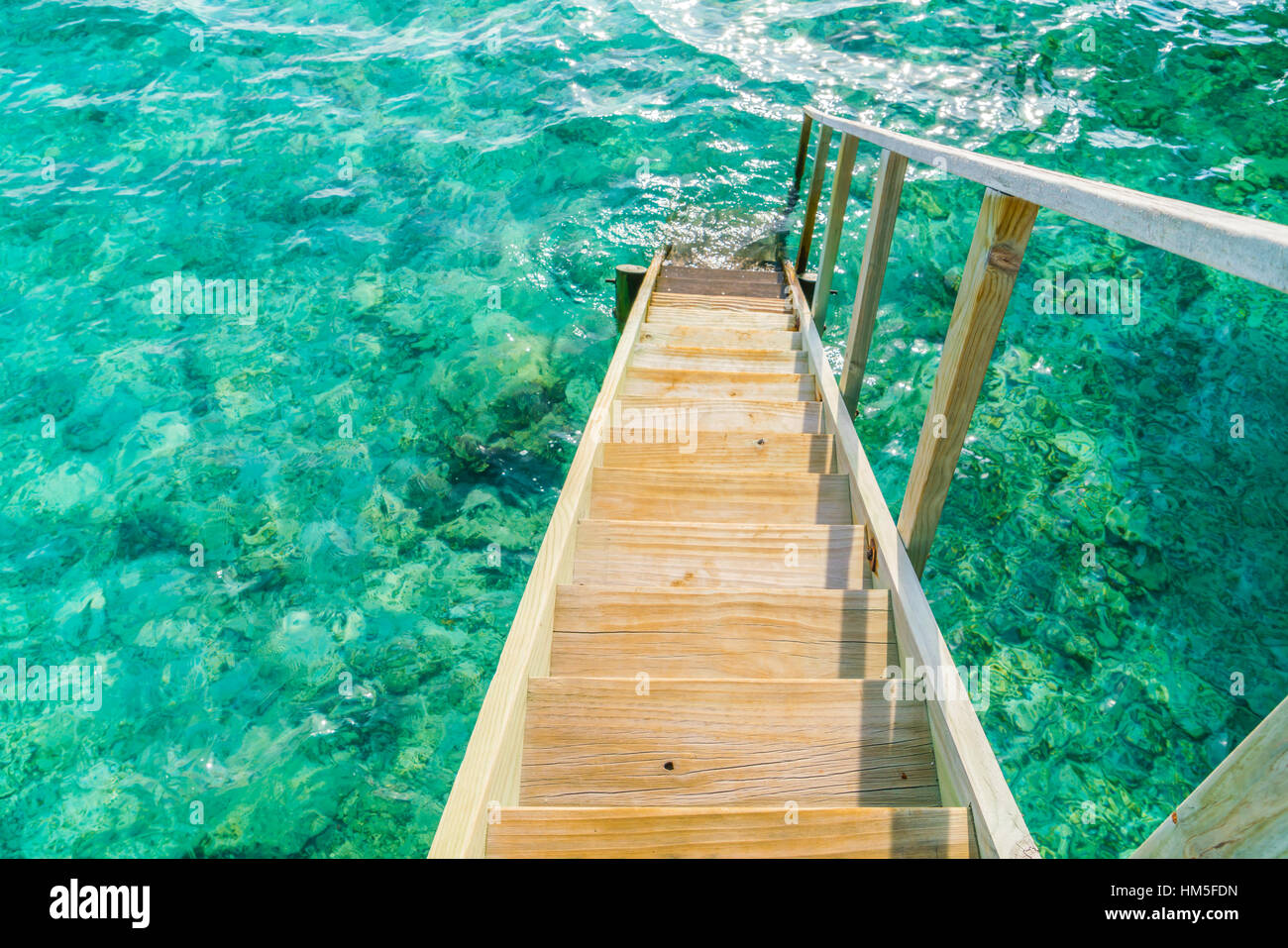 Wood stair into the sea of tropical Maldives island Stock Photo - Alamy