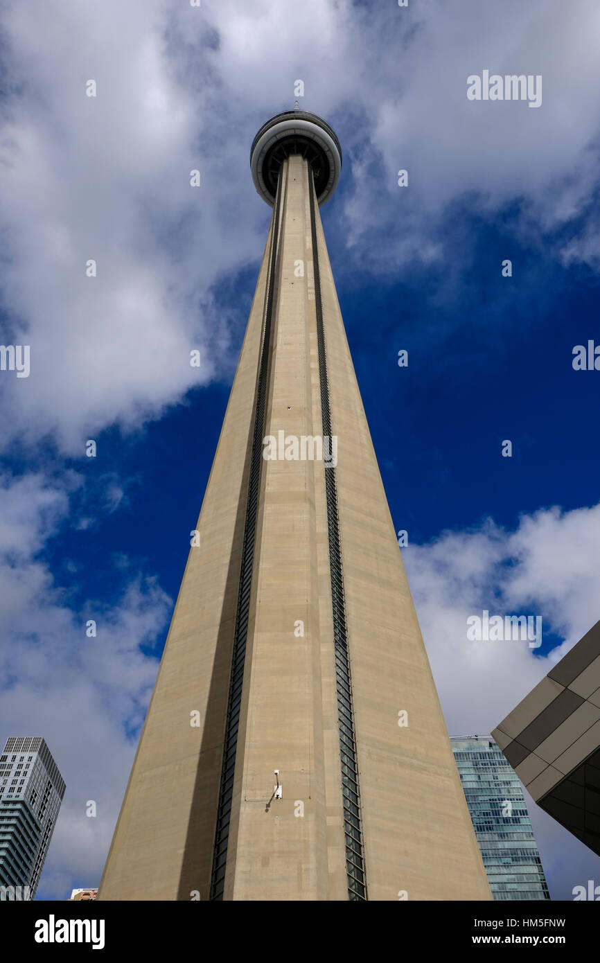 Abstract view of the famous CN Tower in Toronto, Canada, showing is ...