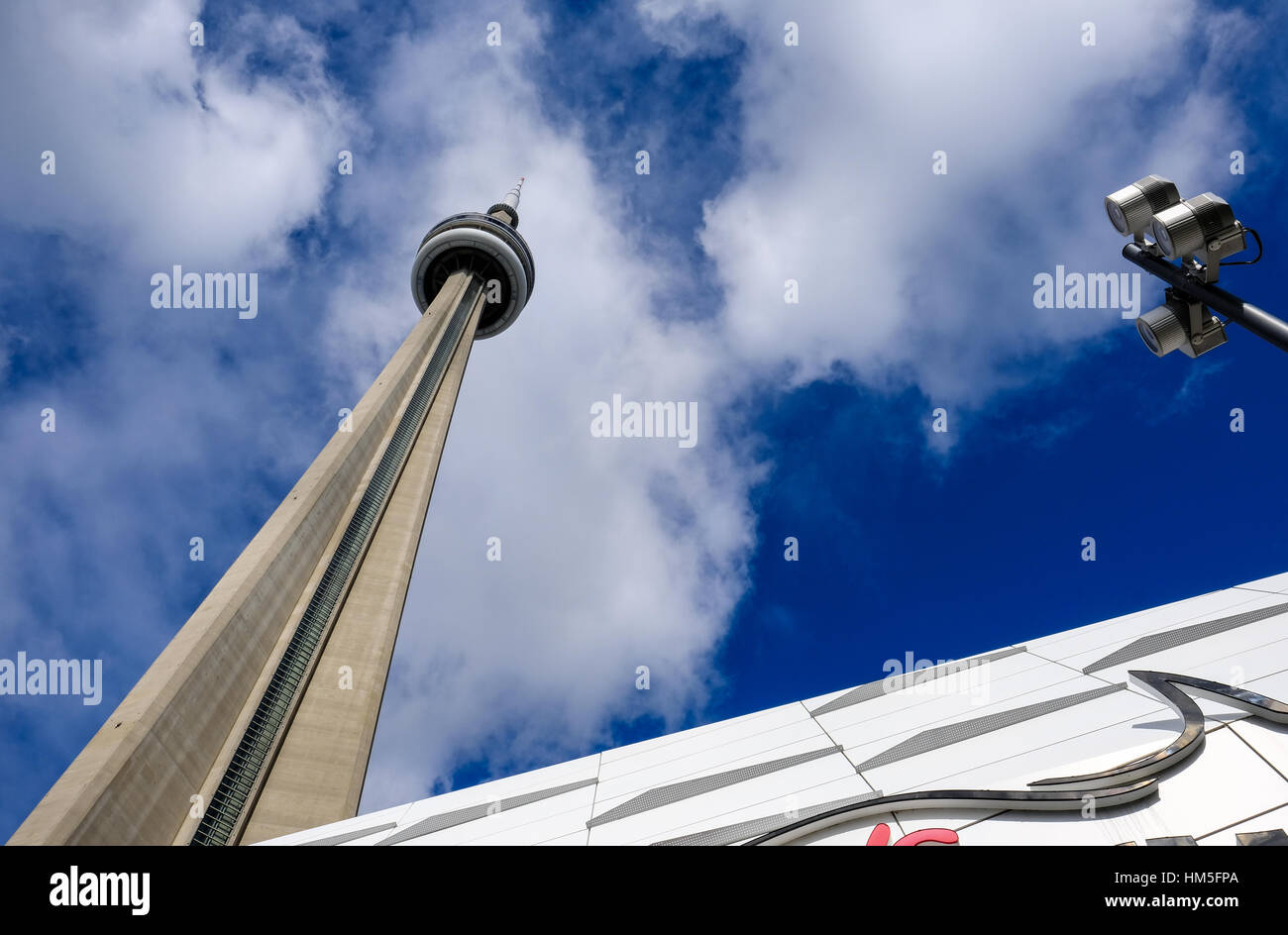 Abstract view of the famous CN Tower in Toronto, Canada, showing is ...