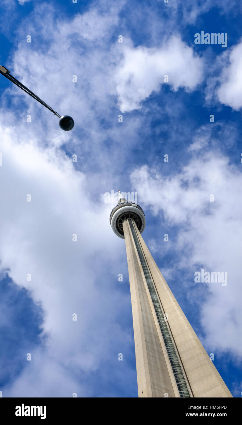 Abstract view of the famous CN Tower in Toronto, Canada, showing is ...