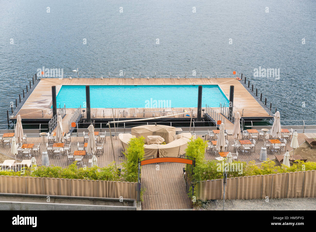Swimming Pool floating on Lake Como in Italy Stock Photo - Alamy