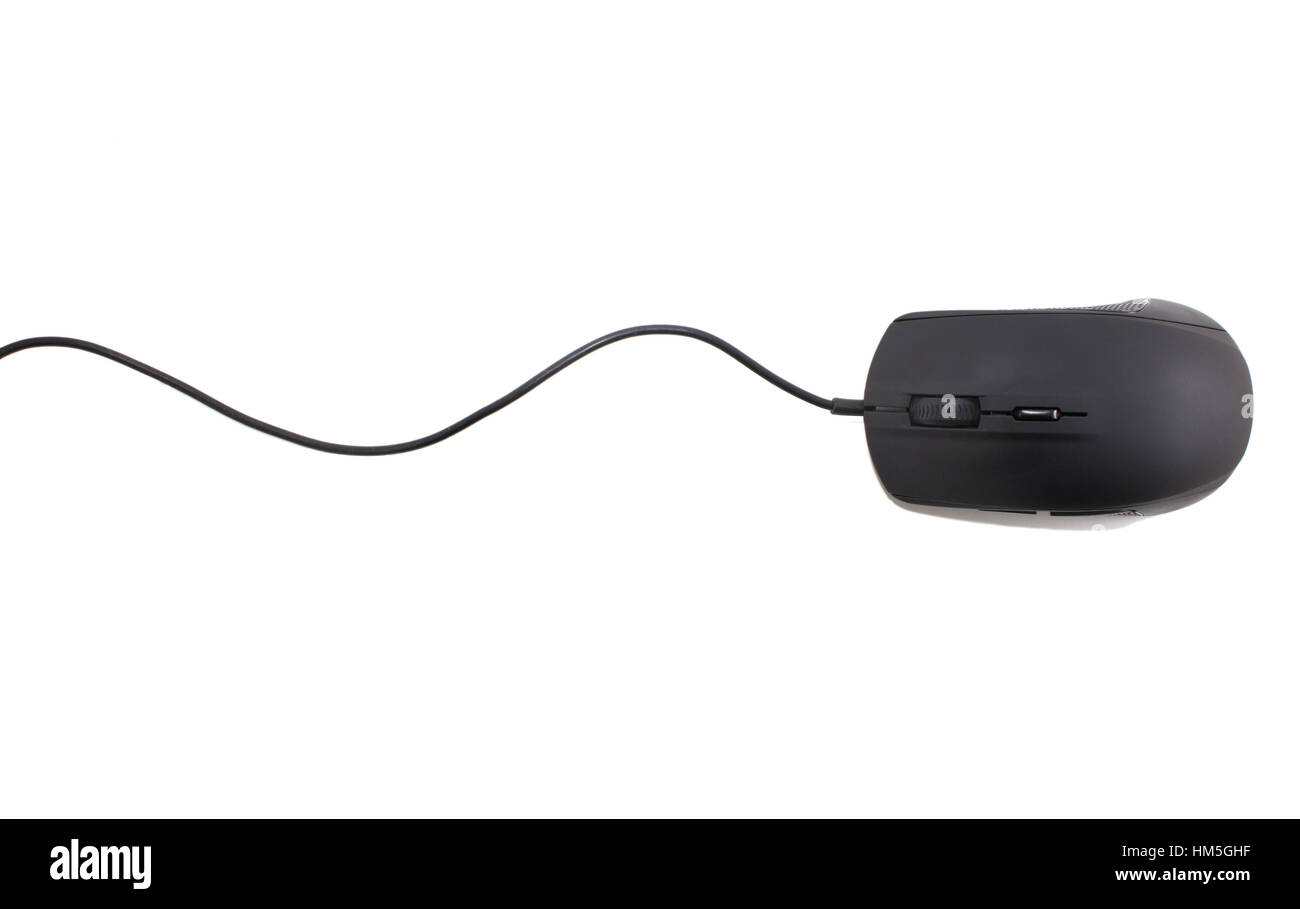 Isolated black computer mouse on white background Stock Photo - Alamy