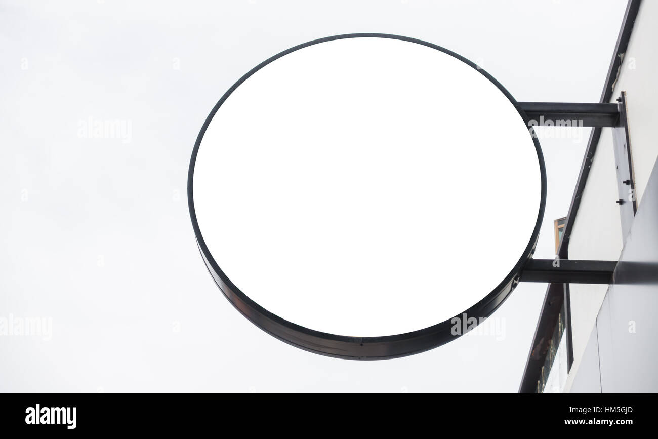 Round shop sign mock up Stock Photo - Alamy