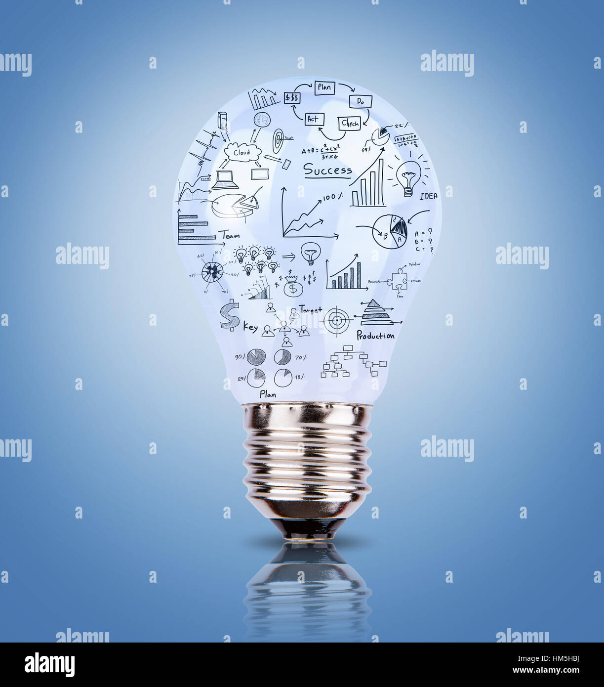 Light bulb with drawing graph inside Stock Photo - Alamy