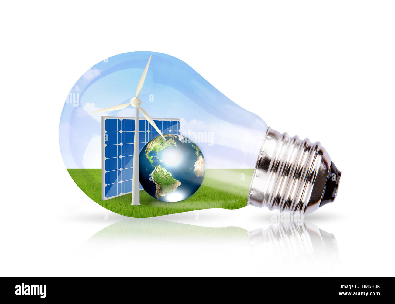 Wind Turbine And Solar Panel With Light Bulb