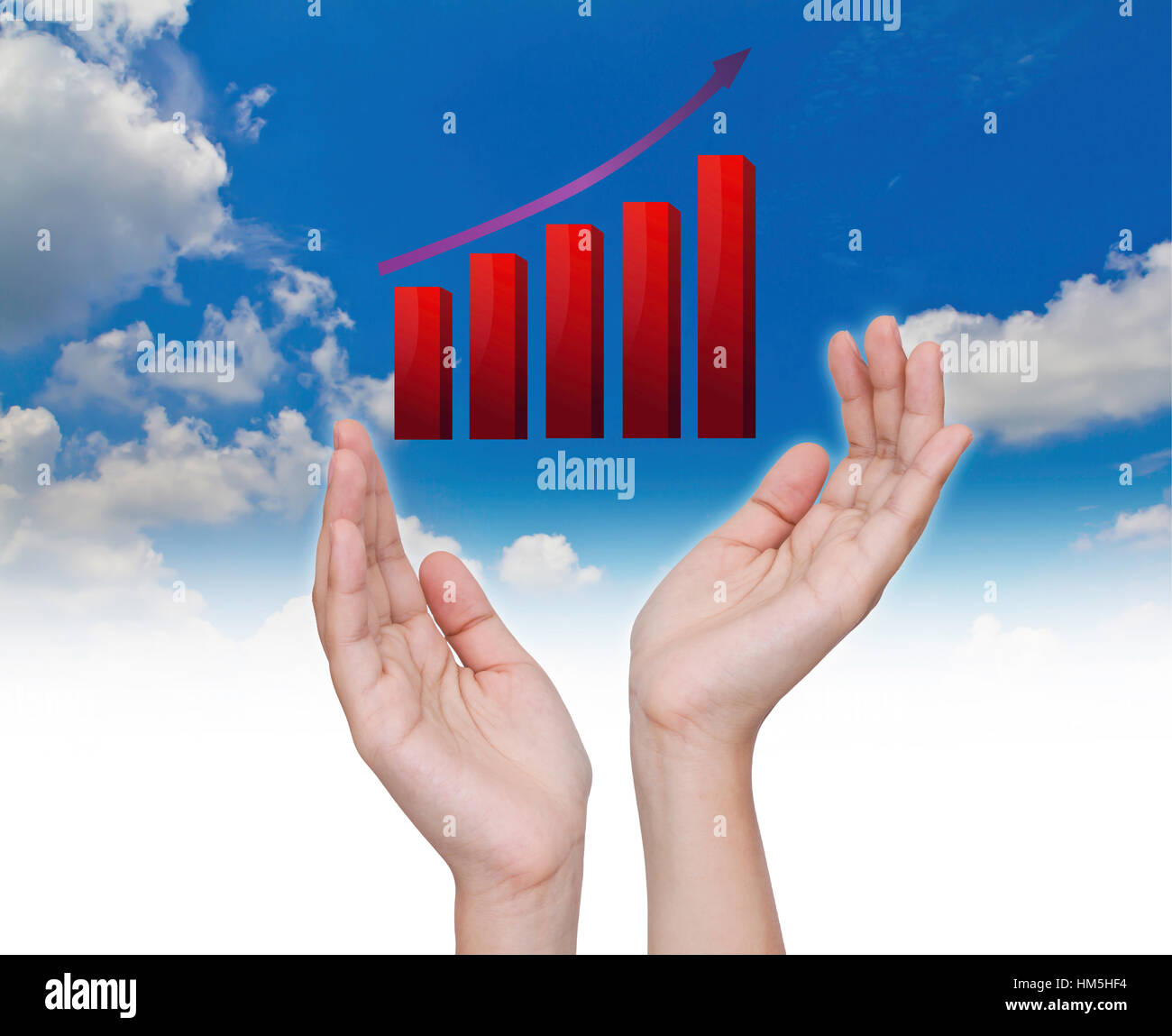 Hand showing graph Stock Photo - Alamy