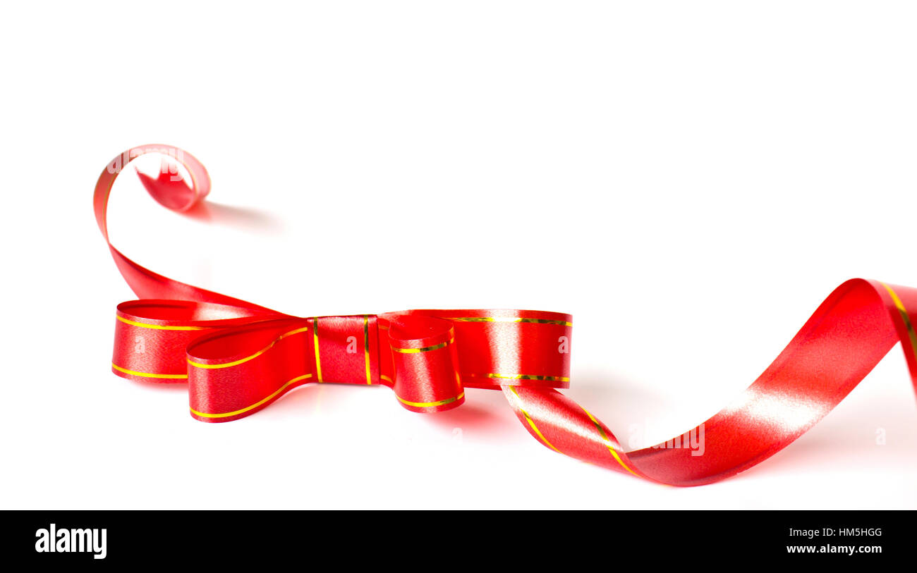 Shiny red ribbon on white background with copy space Stock Photo - Alamy