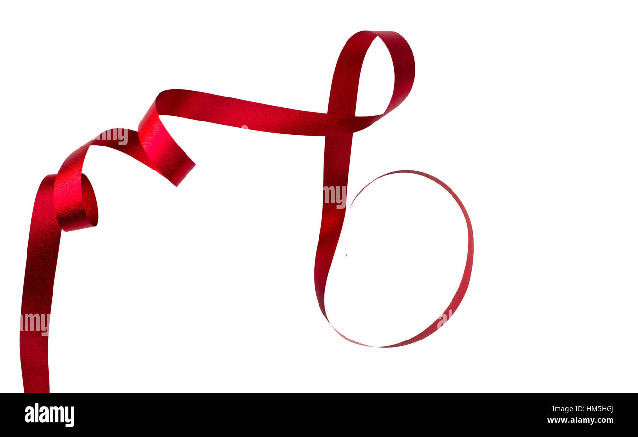 Shiny red ribbon on white background with copy space Stock Photo - Alamy