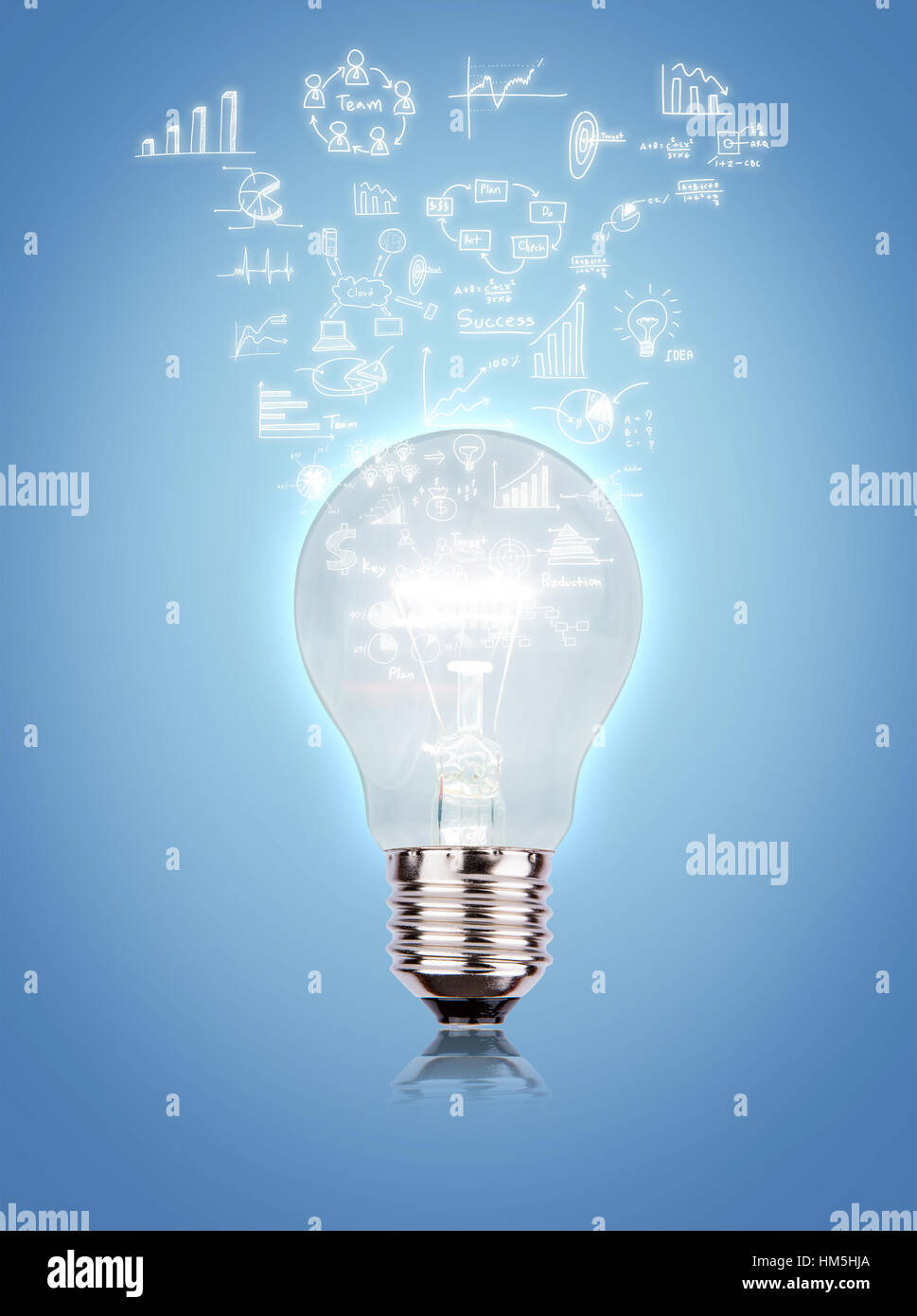 Light bulb with drawing graph Stock Photo - Alamy