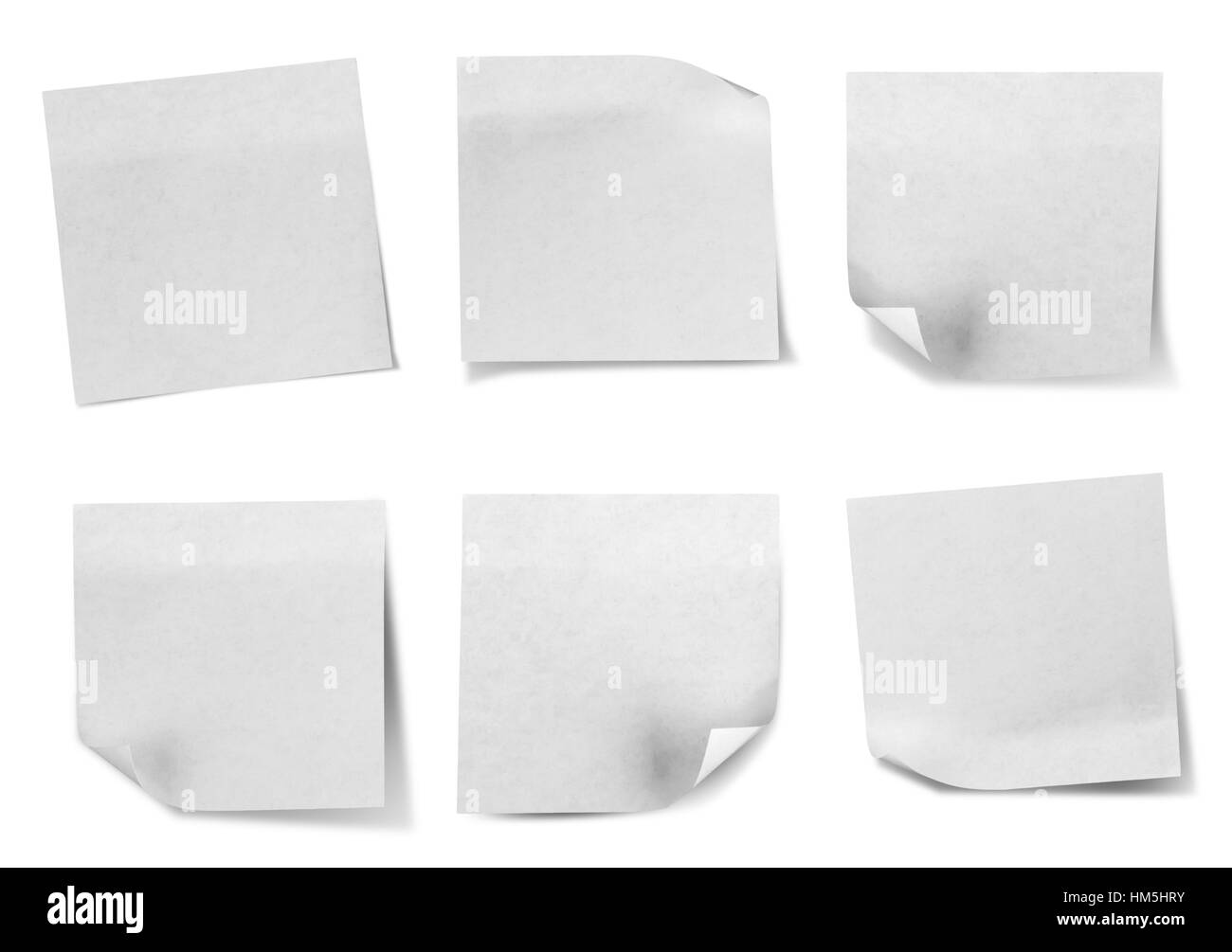 collection of various white note papers on white background Stock Photo ...