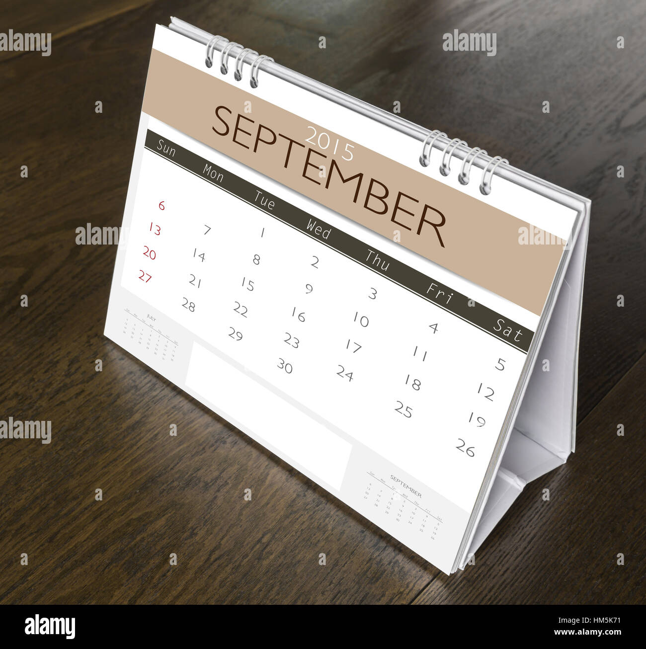 September Calendar 2015 on wood table Stock Photo - Alamy