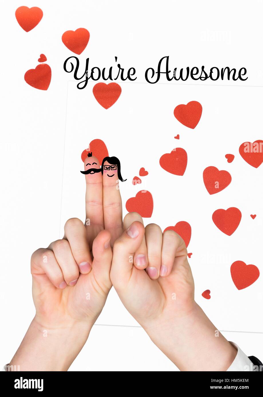 Smiling finger couple in love with message Stock Photo - Alamy