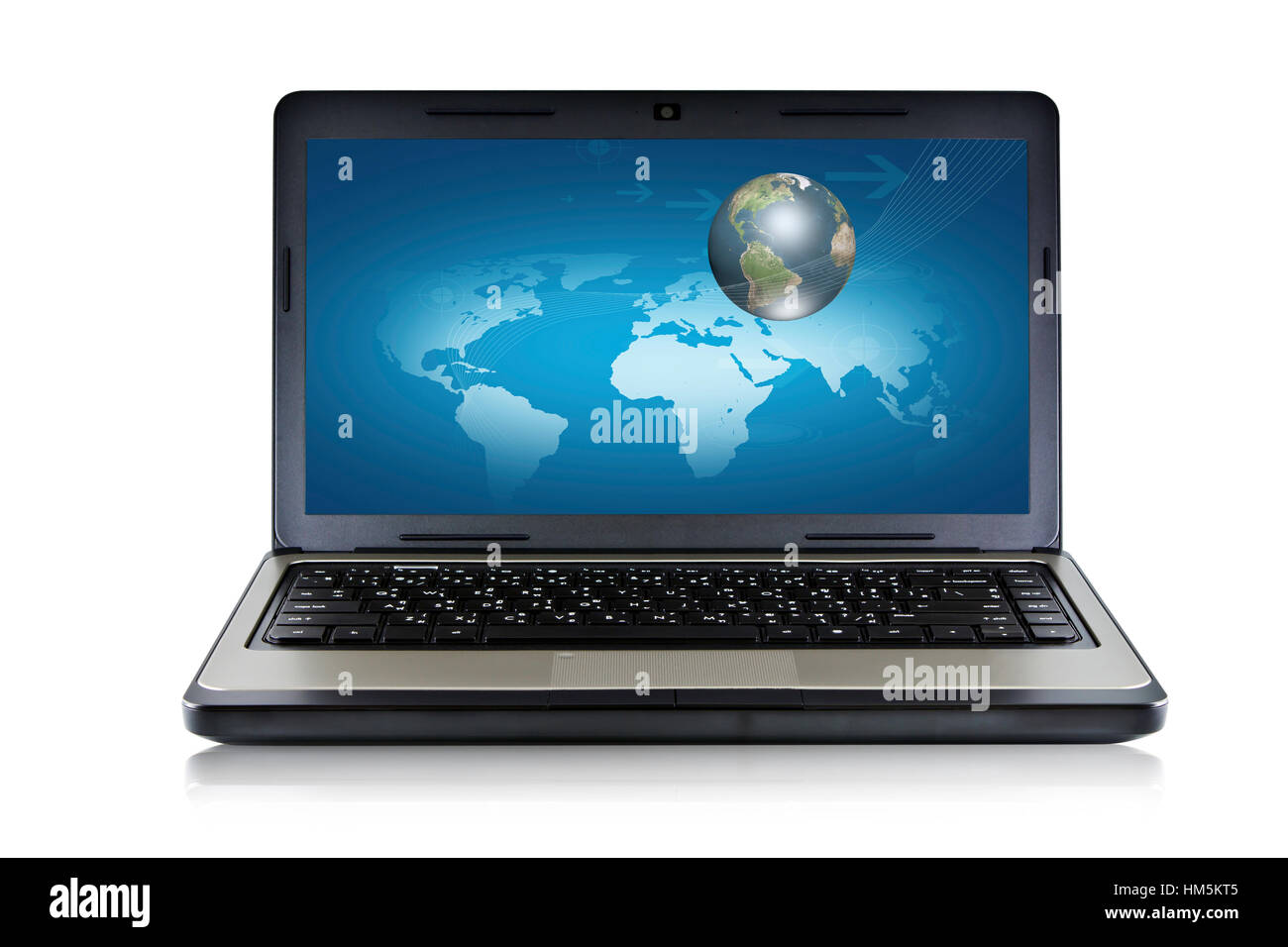 Laptop and Globe concept Isolated on white background Stock Photo - Alamy