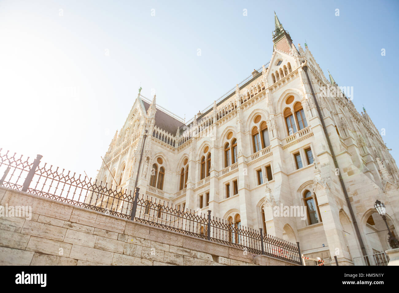 Hungarian National Parliament building viewed from the side of Dunabe river in Budapest, Hungary ...