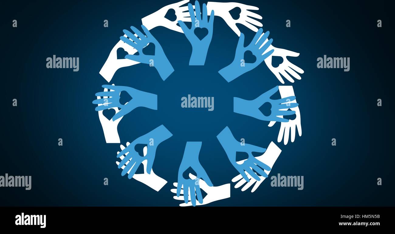 Digitally generated image of hands forming a circle Stock Photo - Alamy