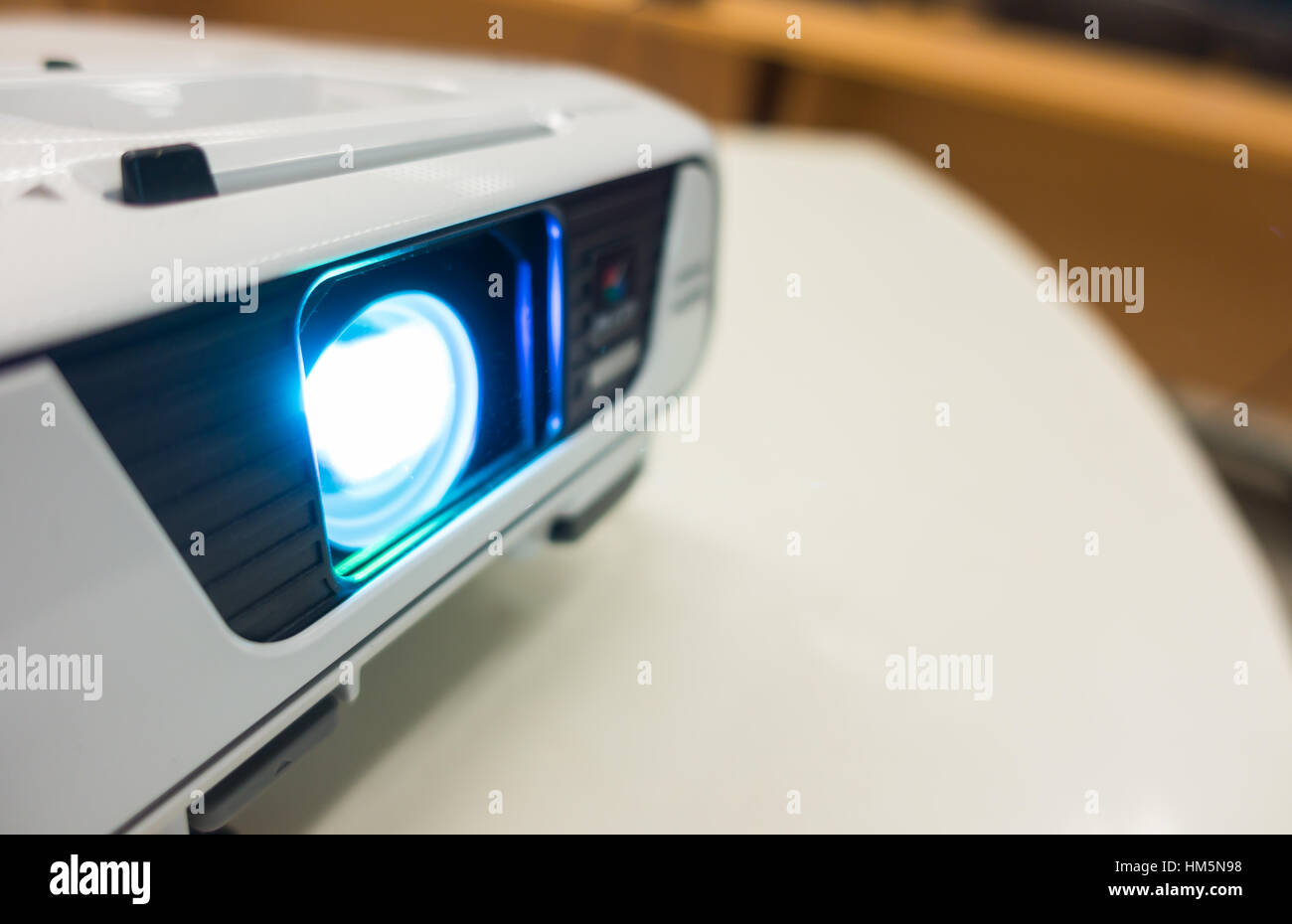Close up of projector on table Stock Photo - Alamy