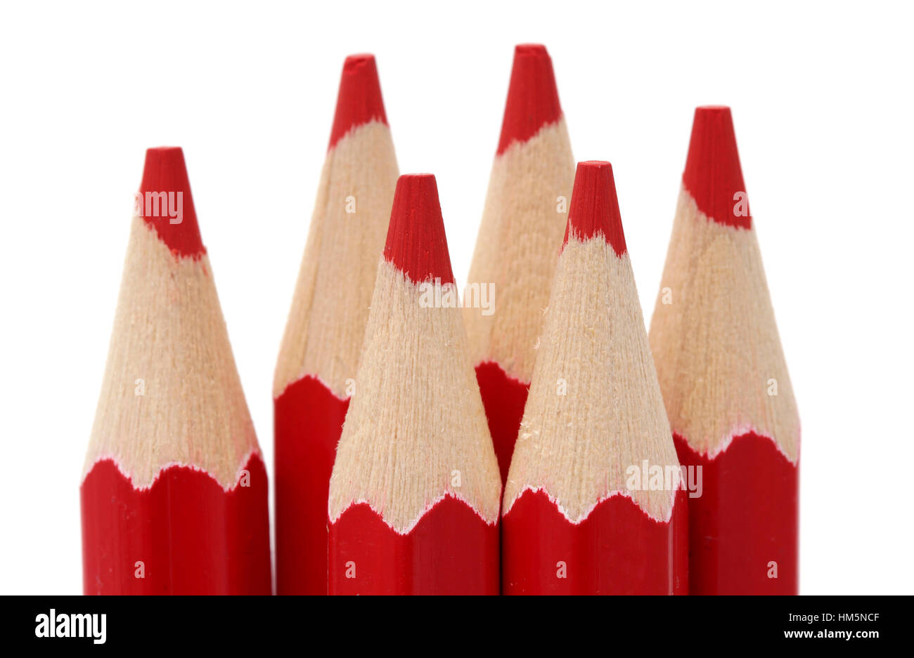 Six red pencils against a white background Stock Photo - Alamy