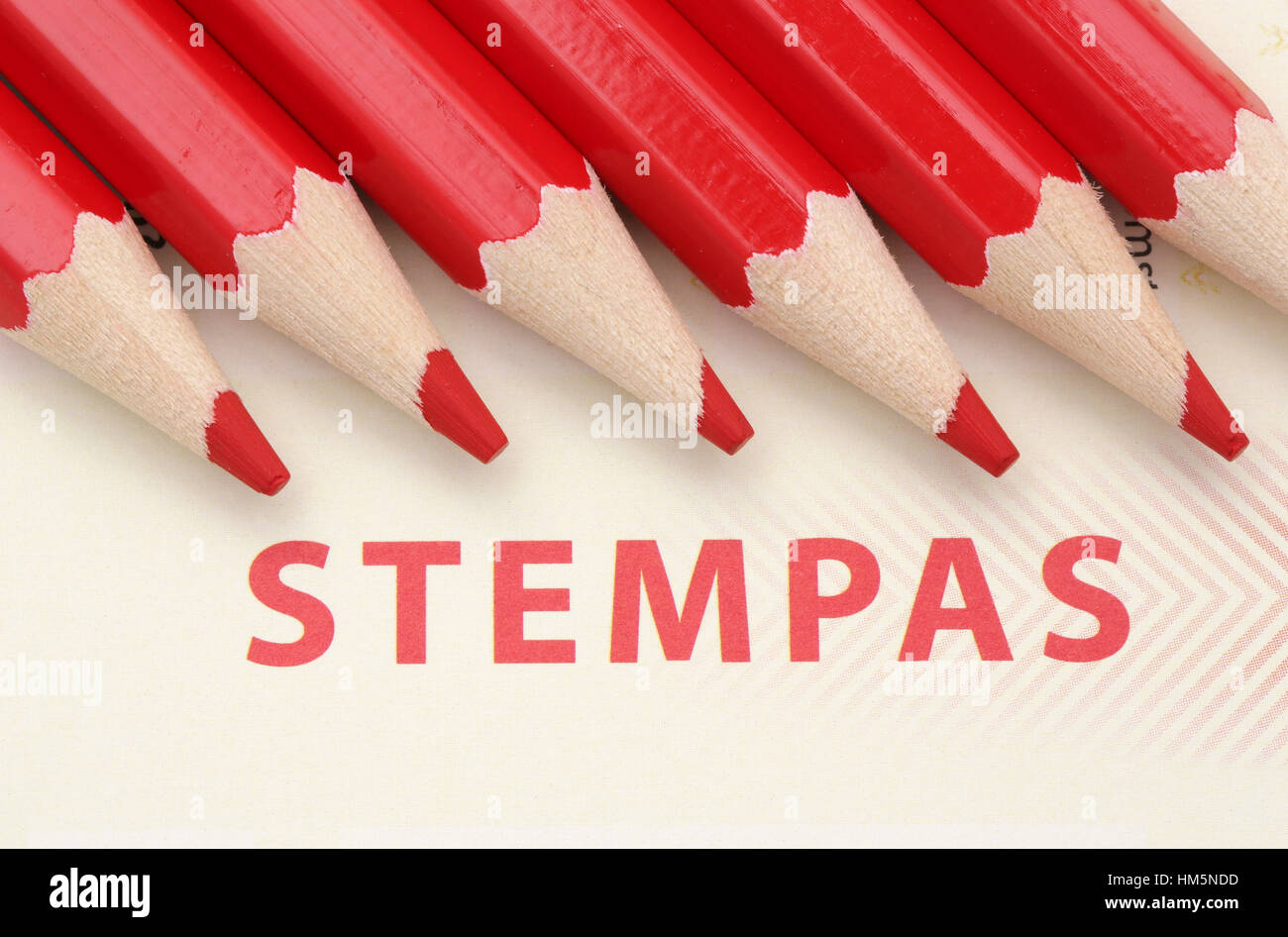 Red pencils on a stempas which means a voting form in dutch Stock Photo ...
