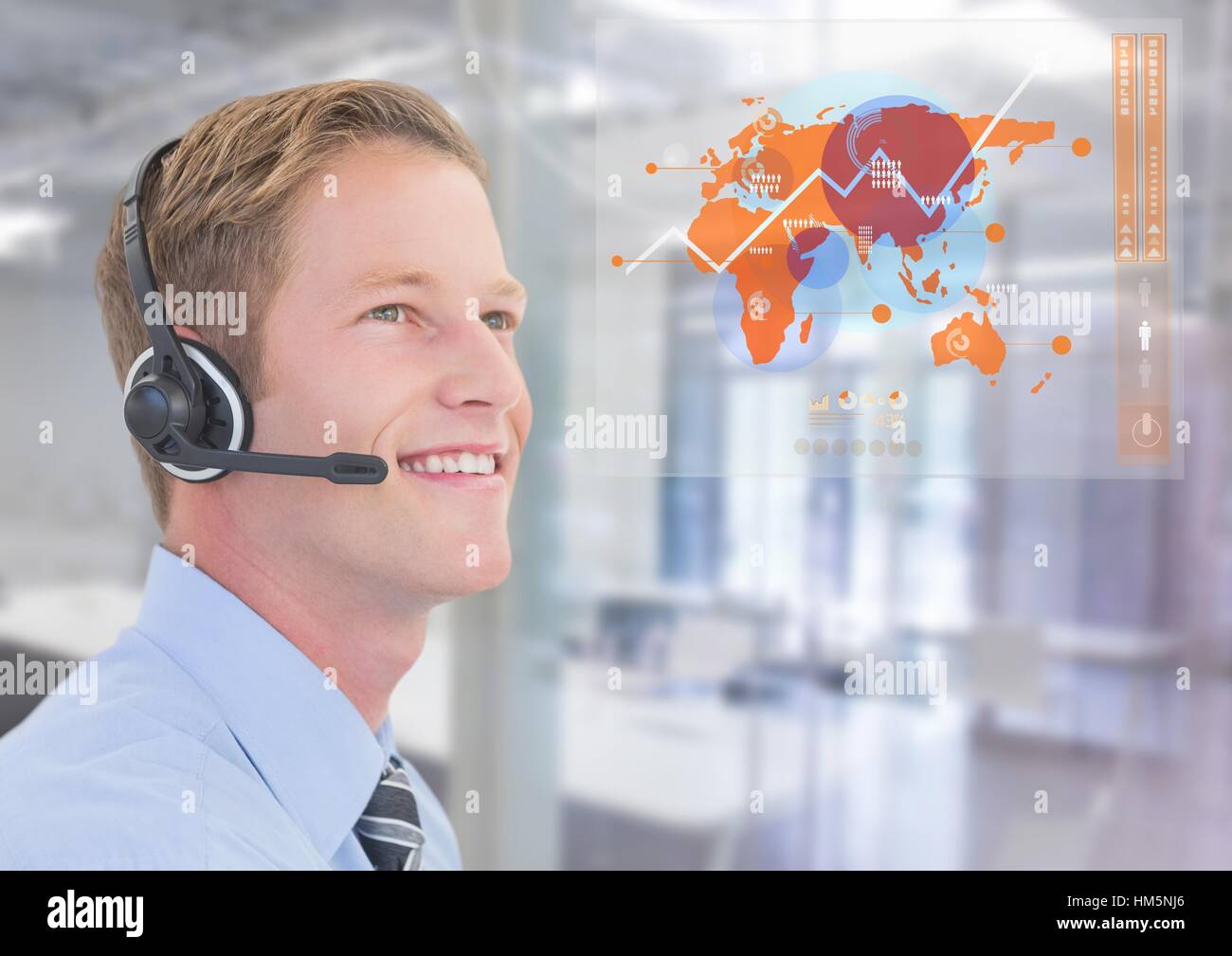 Customer service executive looking at digital interface Stock Photo - Alamy
