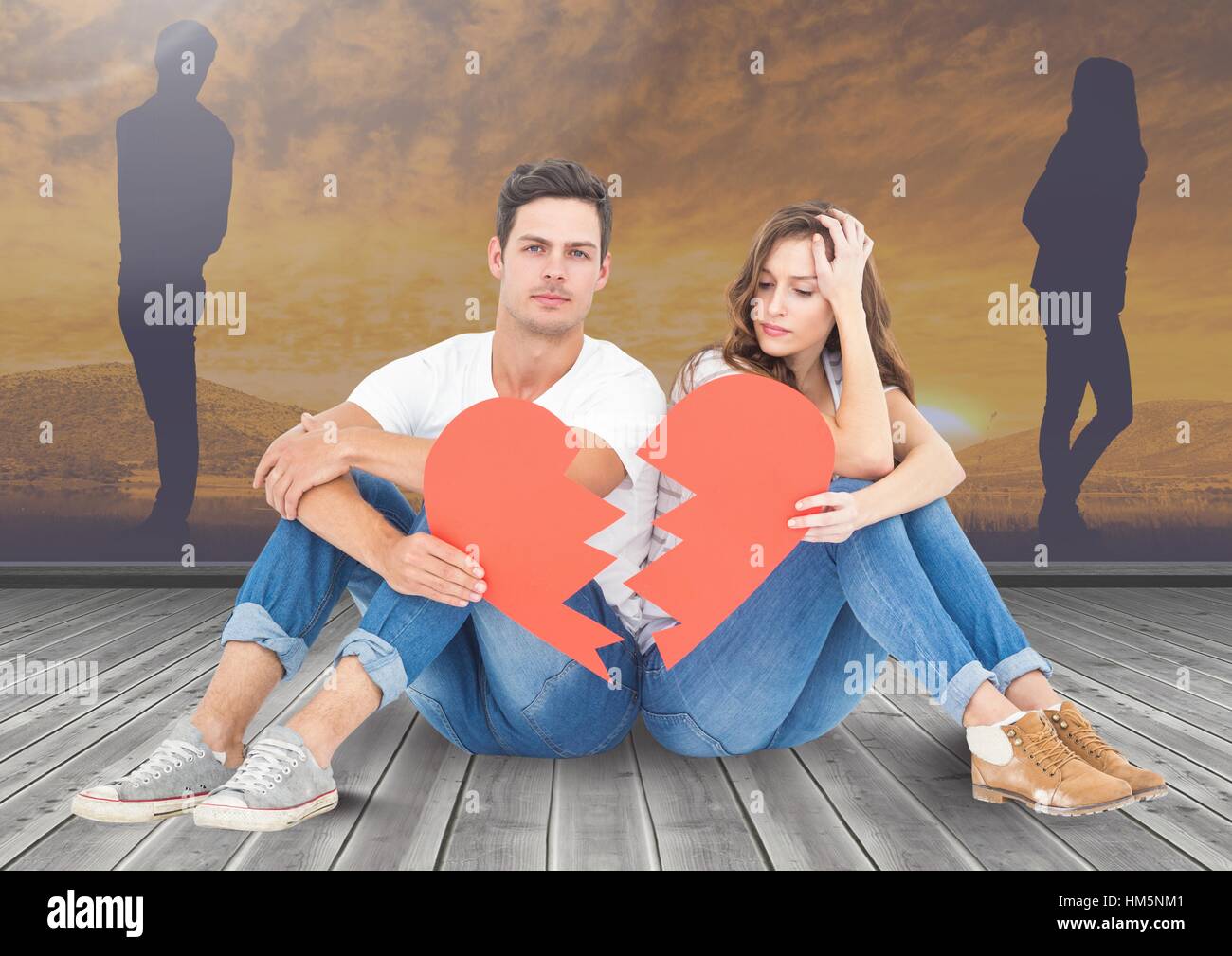 Sad couple and silhouette hi-res stock photography and images - Alamy