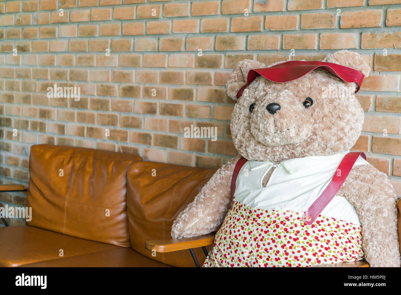 Cute teddy bear sitting on chair Stock Photo - Alamy