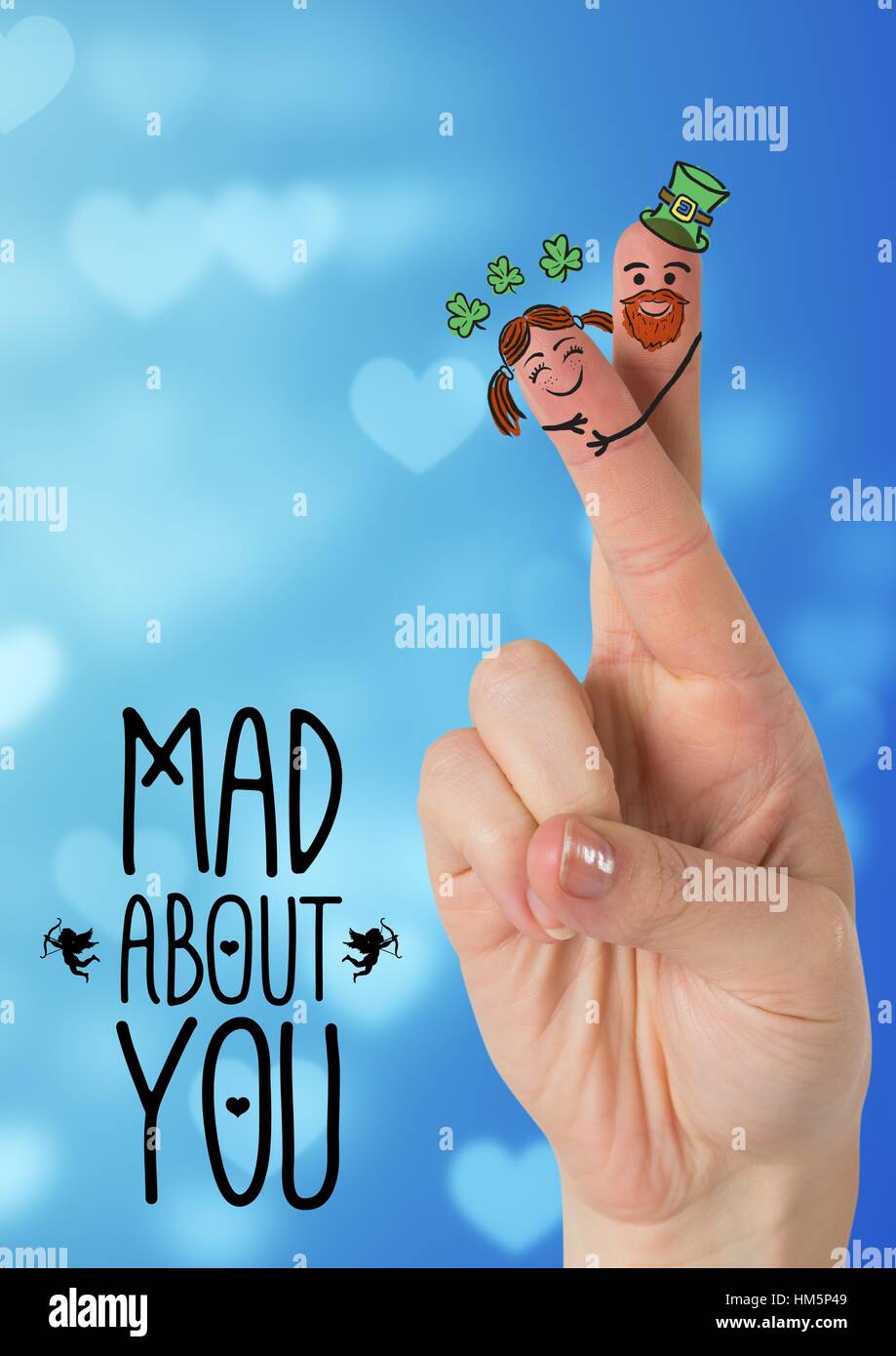 Fingers with smiley face and love message Stock Photo - Alamy