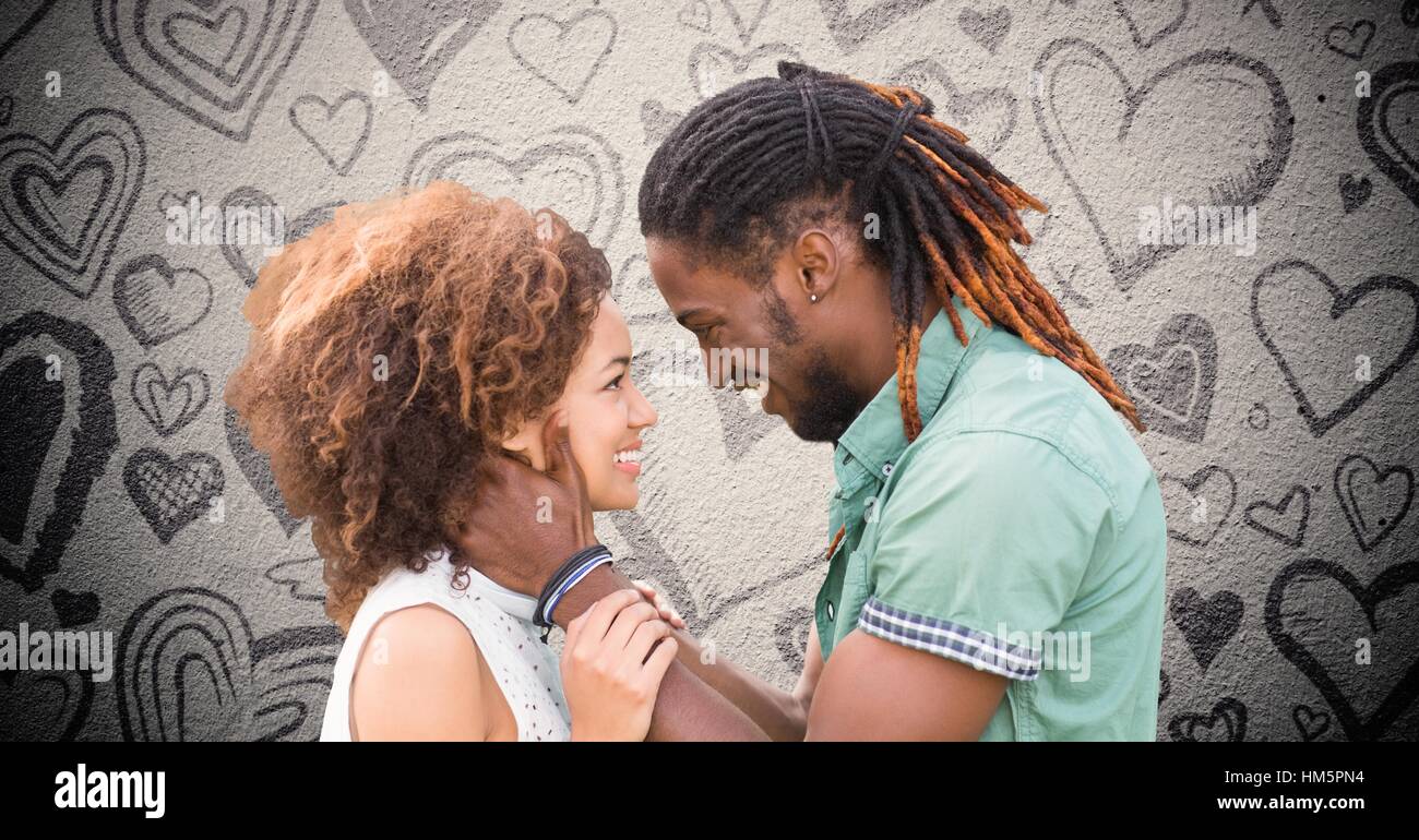 Romantic couple against grey background Stock Photo - Alamy