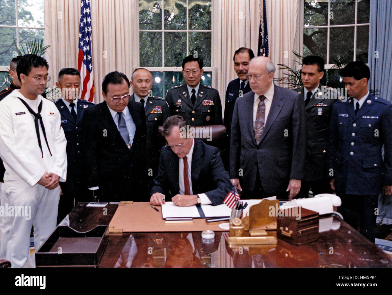 United States President George H.W. Bush at the Proclamation signing ...