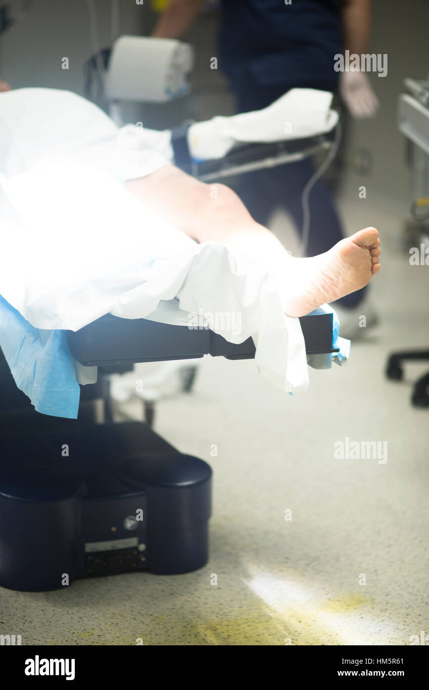 Hospital ward emergency room operating theater, patient bed and modern ...