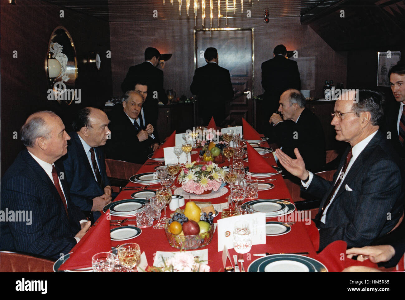 United States President George H.W. Bush, right, and General Secretary ...