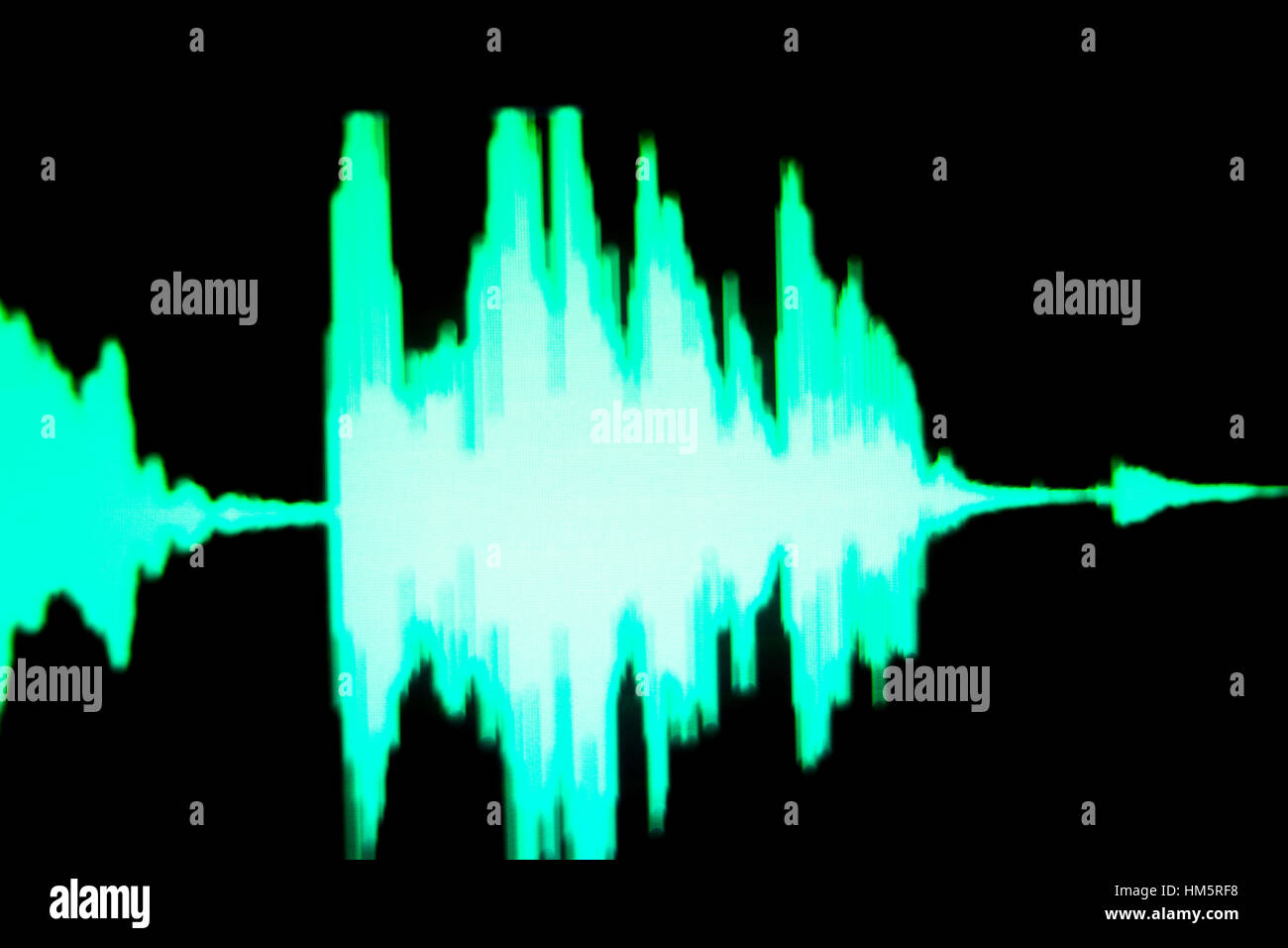 Sound recording studio audio wave on computer screen in professional ...