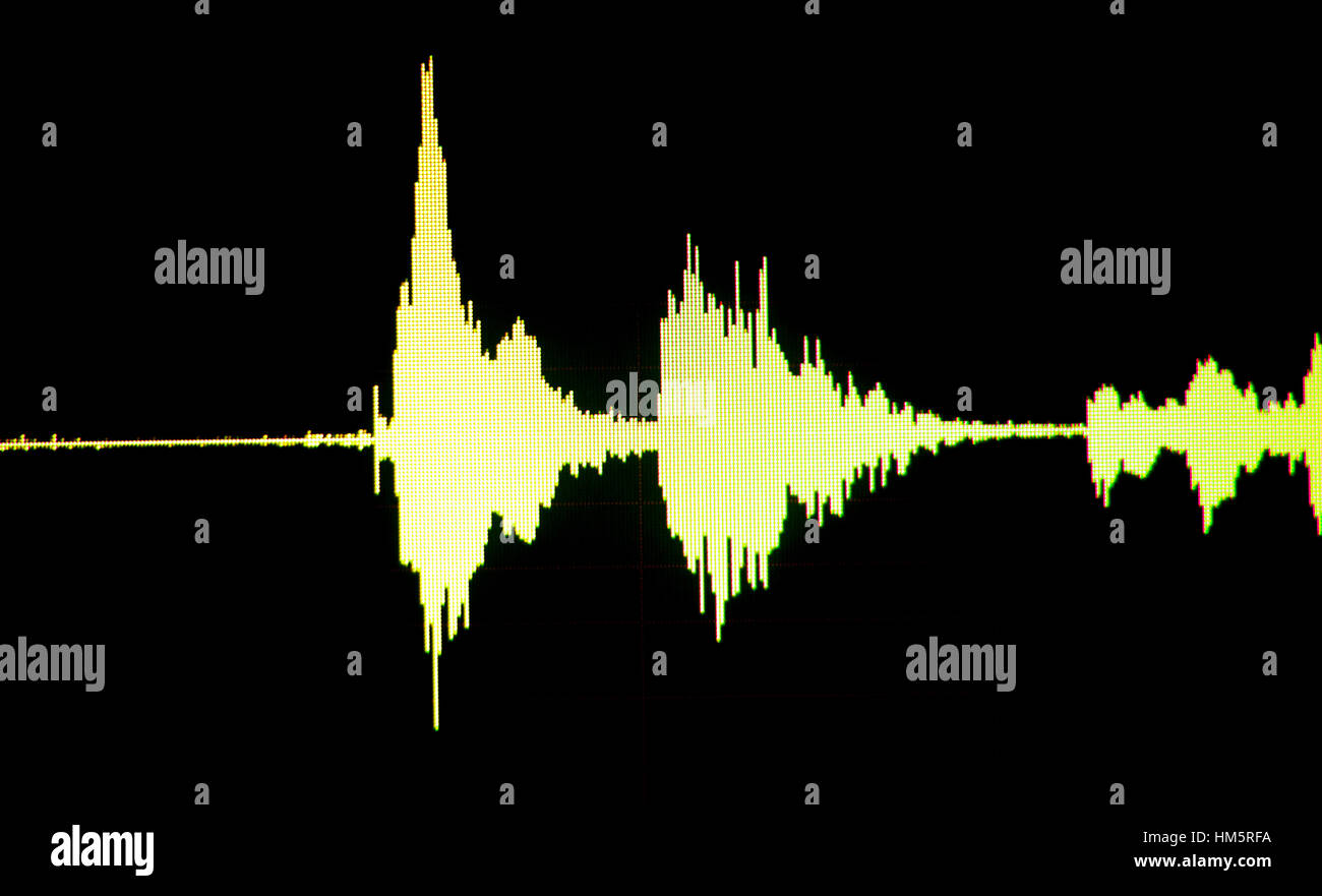 Sound recording studio audio wave on computer screen in professional ...
