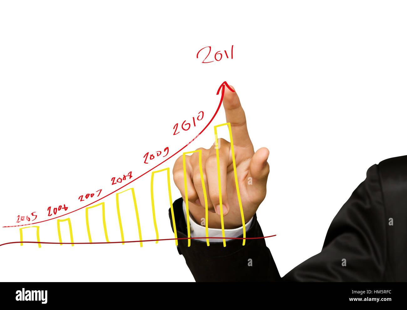 Businessman hand write graph isolated on white Stock Photo - Alamy