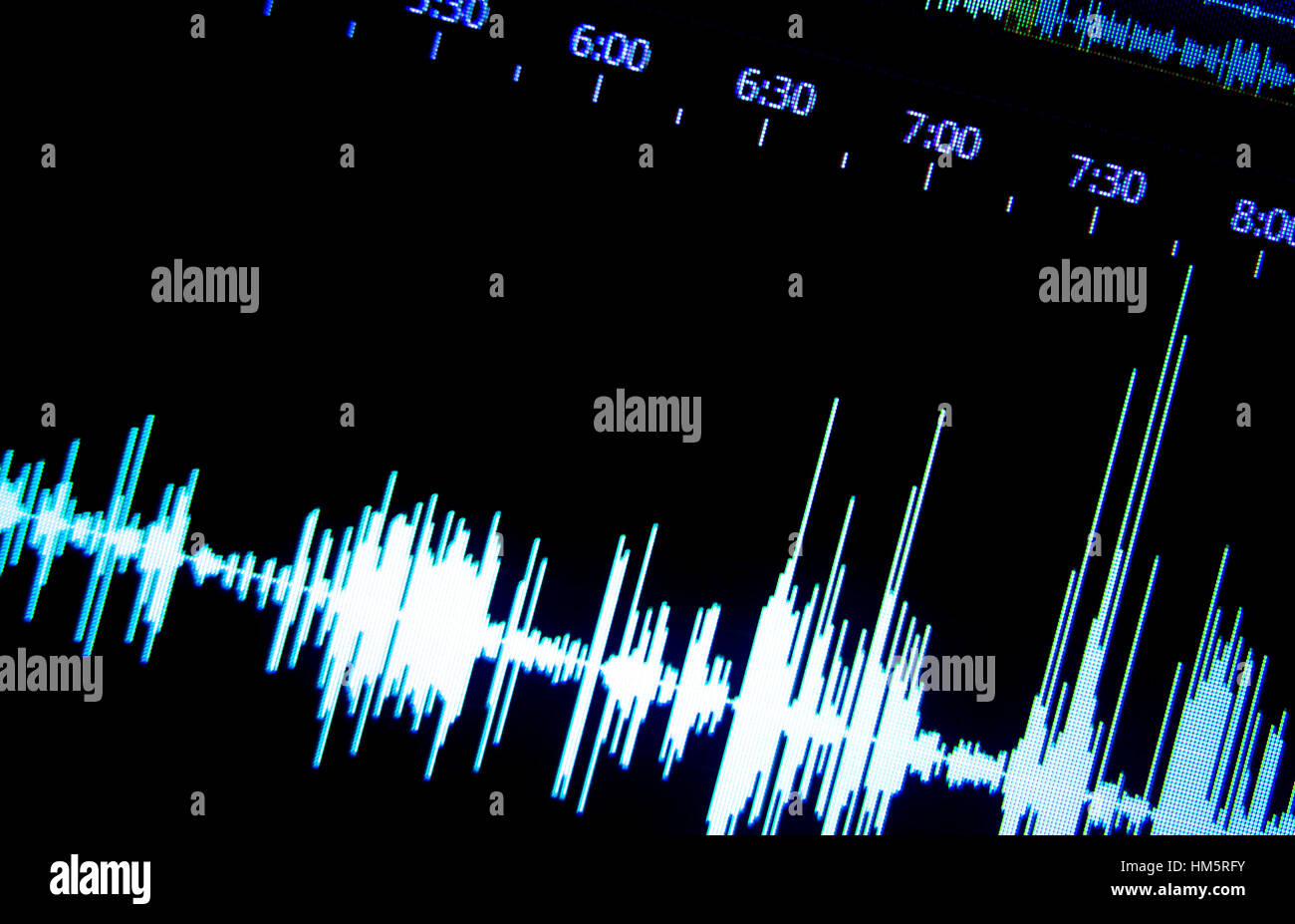 Sound recording studio audio wave on computer screen in professional ...
