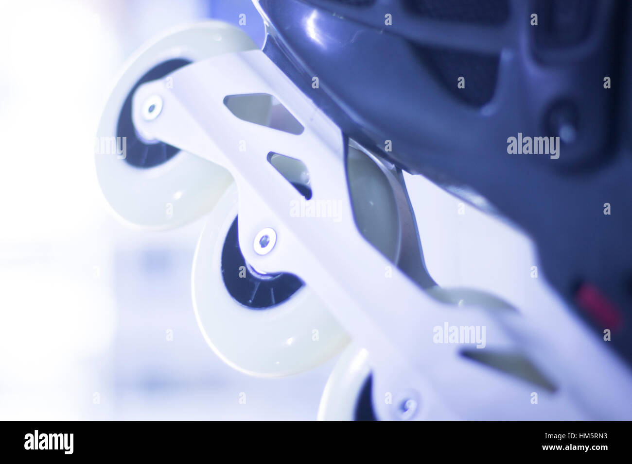 Freestyle inline skates boots and wheels in retail store shop window ...