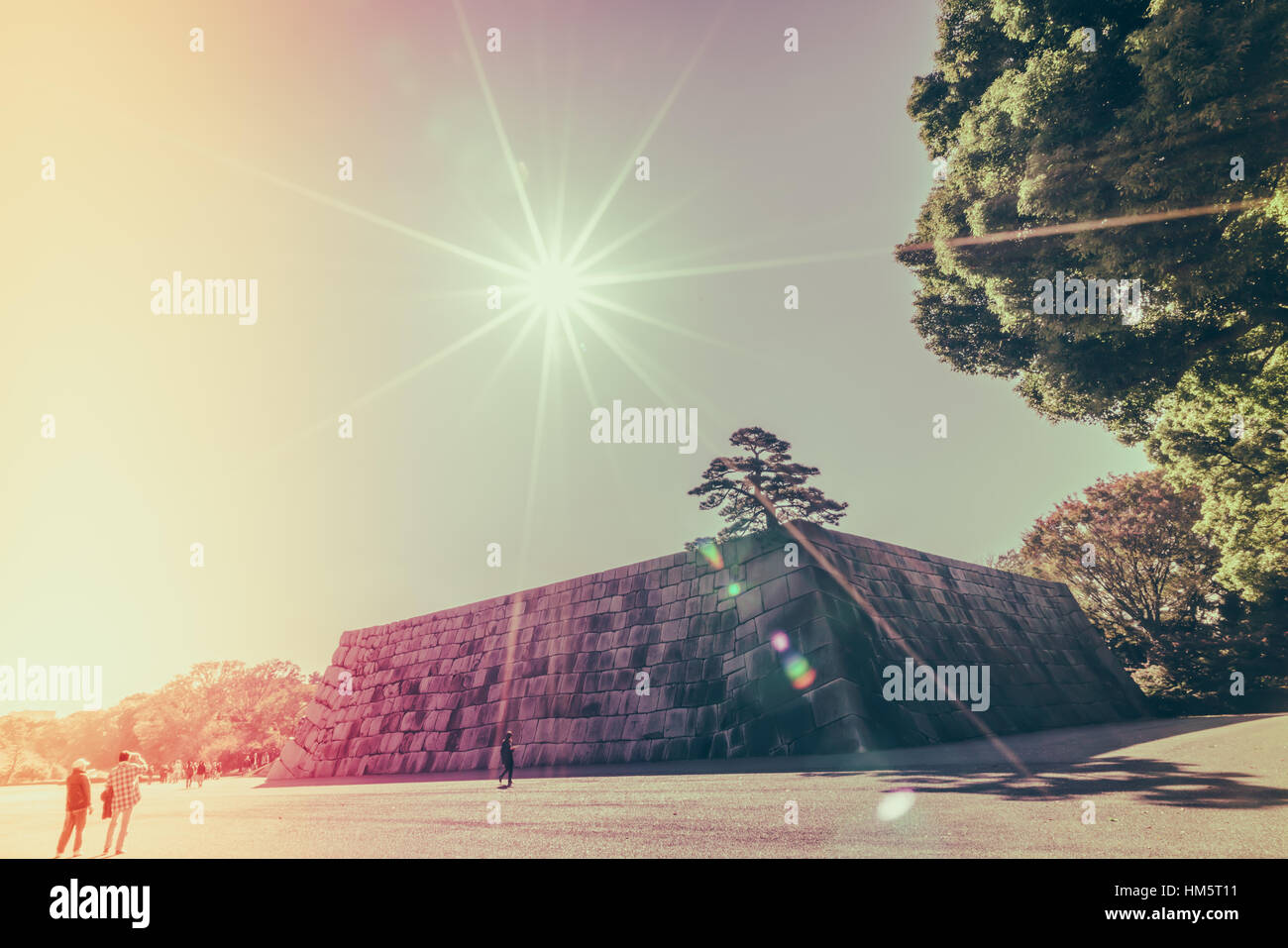 The foundation of a Castle tower of the Edo-jo Castle,Japan ( Filtered ...