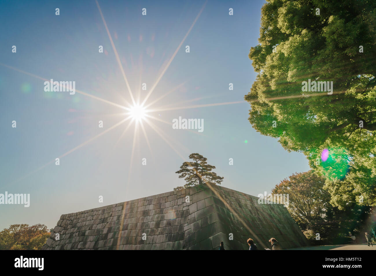 The foundation of a Castle tower of the Edo-jo Castle,Japan Stock Photo ...