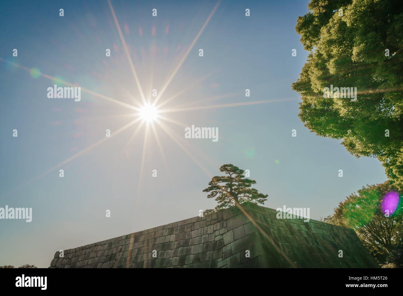 The foundation of a Castle tower of the Edo-jo Castle,Japan Stock Photo ...