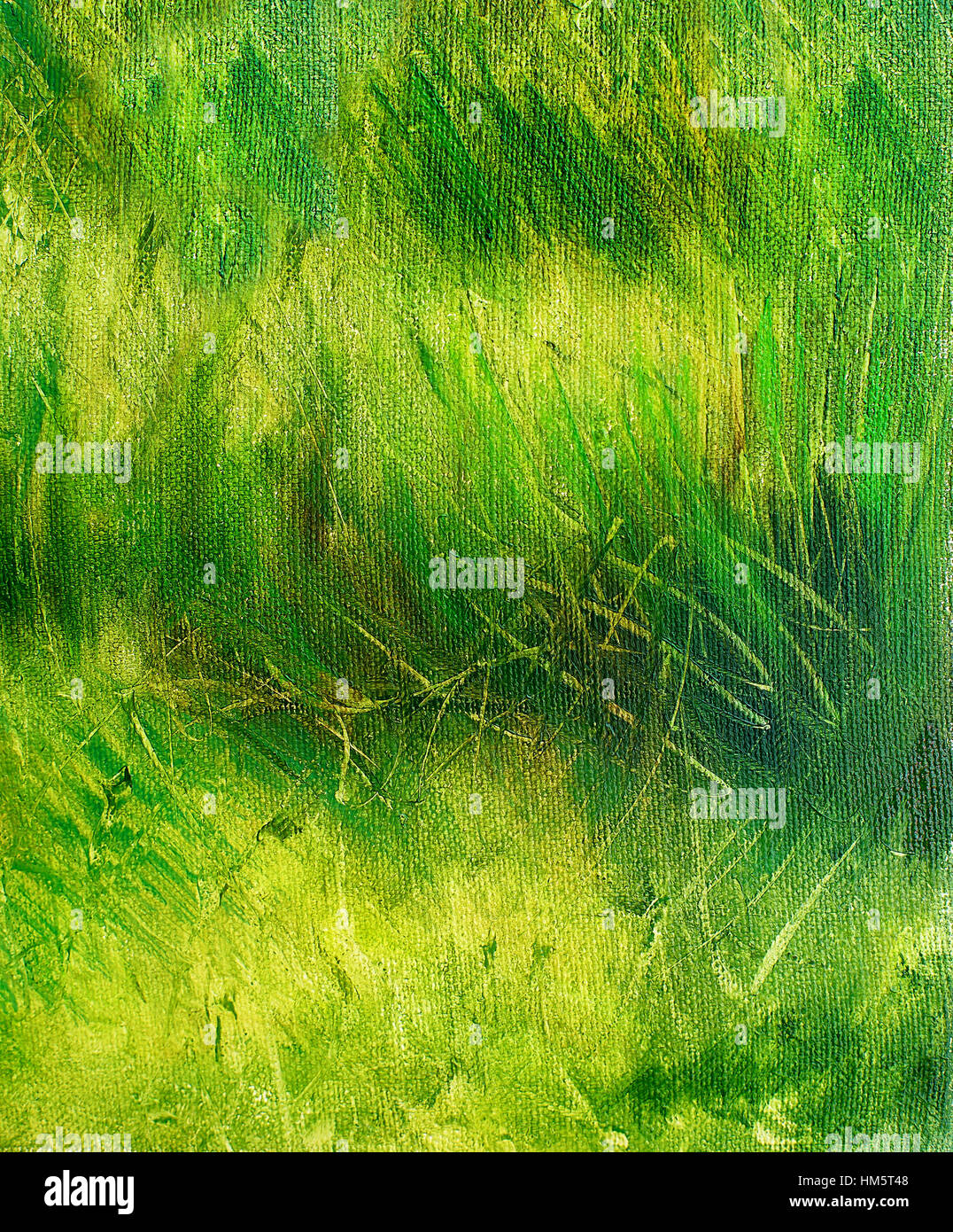 wild meadow grass structure in bright green tones, painting detail ...