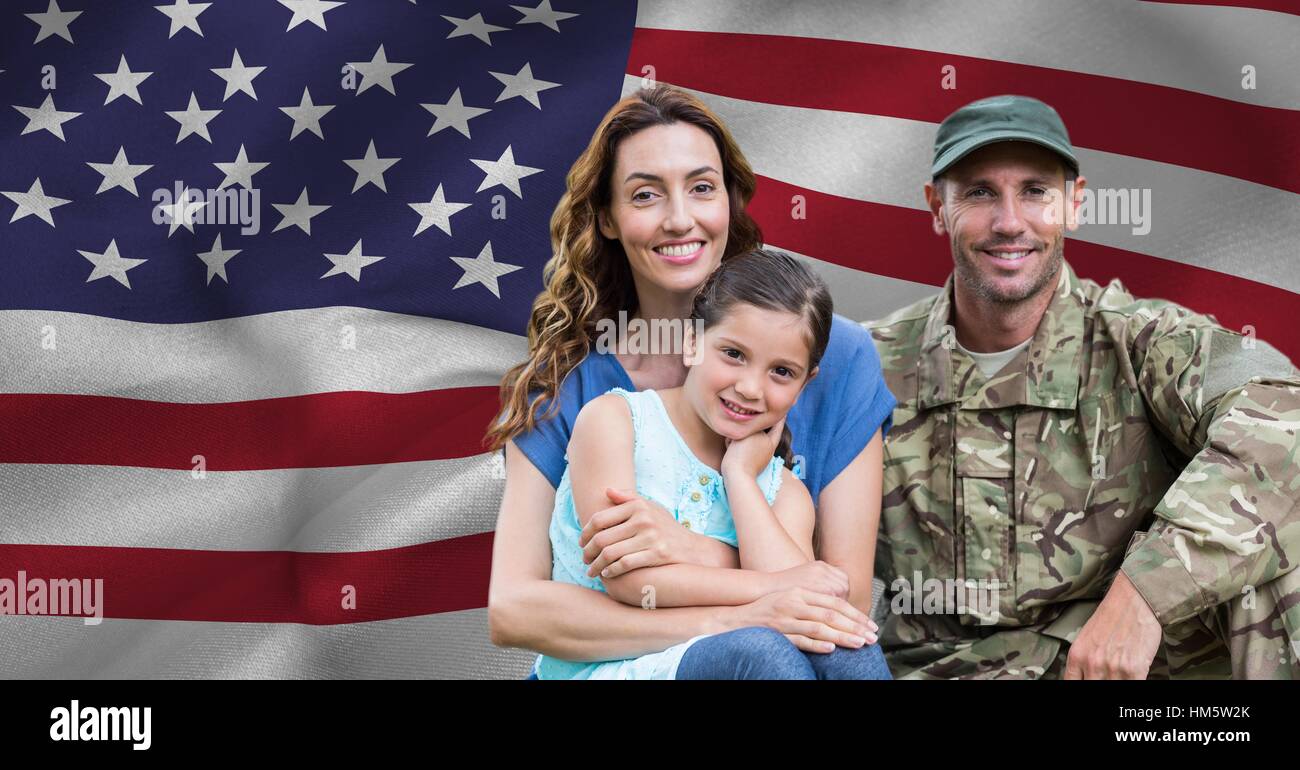 Soldier reunited with his family Stock Photo - Alamy