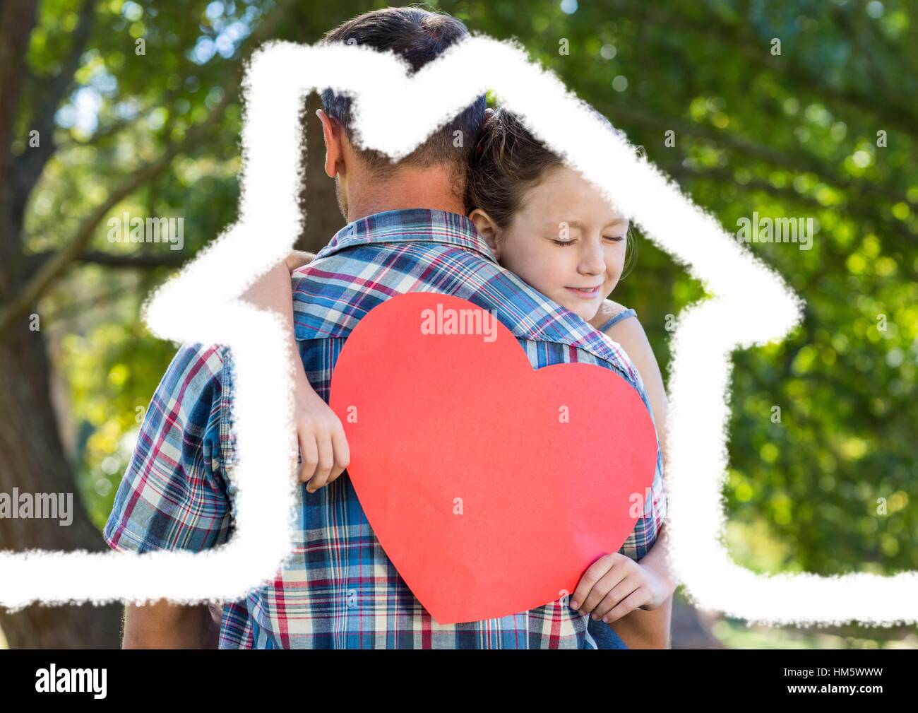 Father carrying girl holding heart shape Stock Photo - Alamy