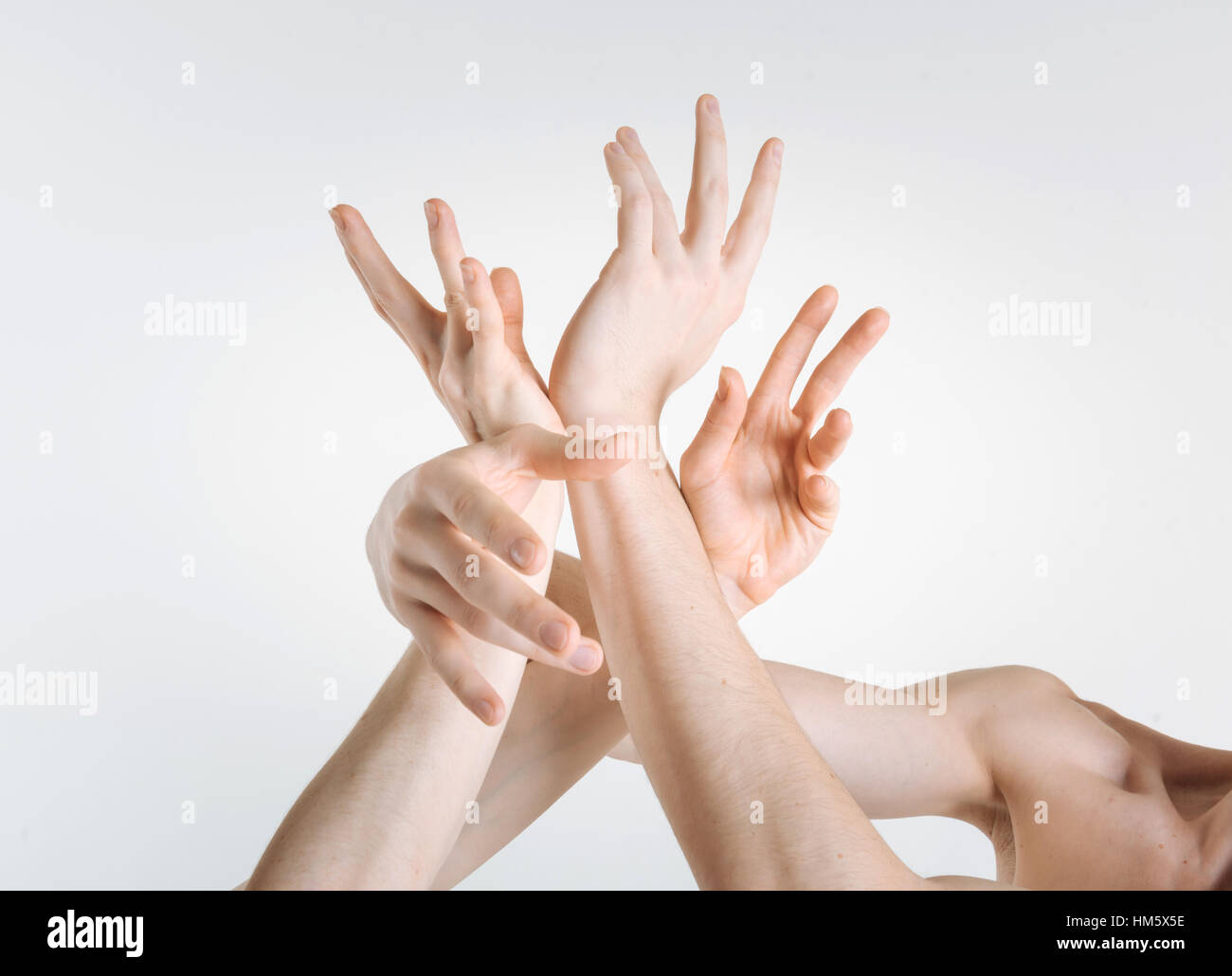 Sophisticated gymnasts hands expressing grace in the studio Stock Photo ...
